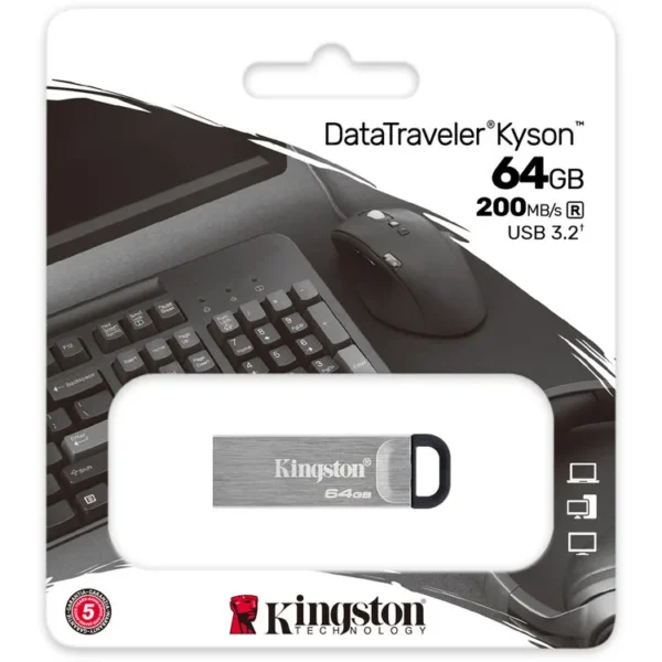 Kingston 64GB DataTraveler Kyson USB 3.2 Gen 1 Flash Drive - Mayortec
